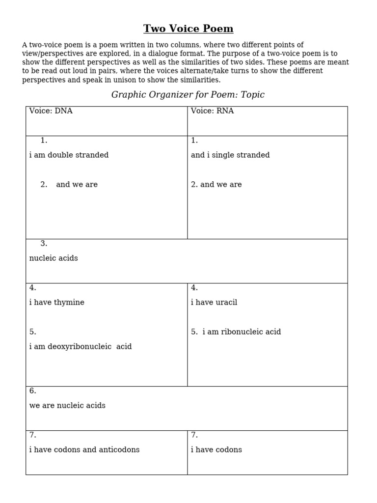 Copy of Copy of Two Voice Poem | PDF