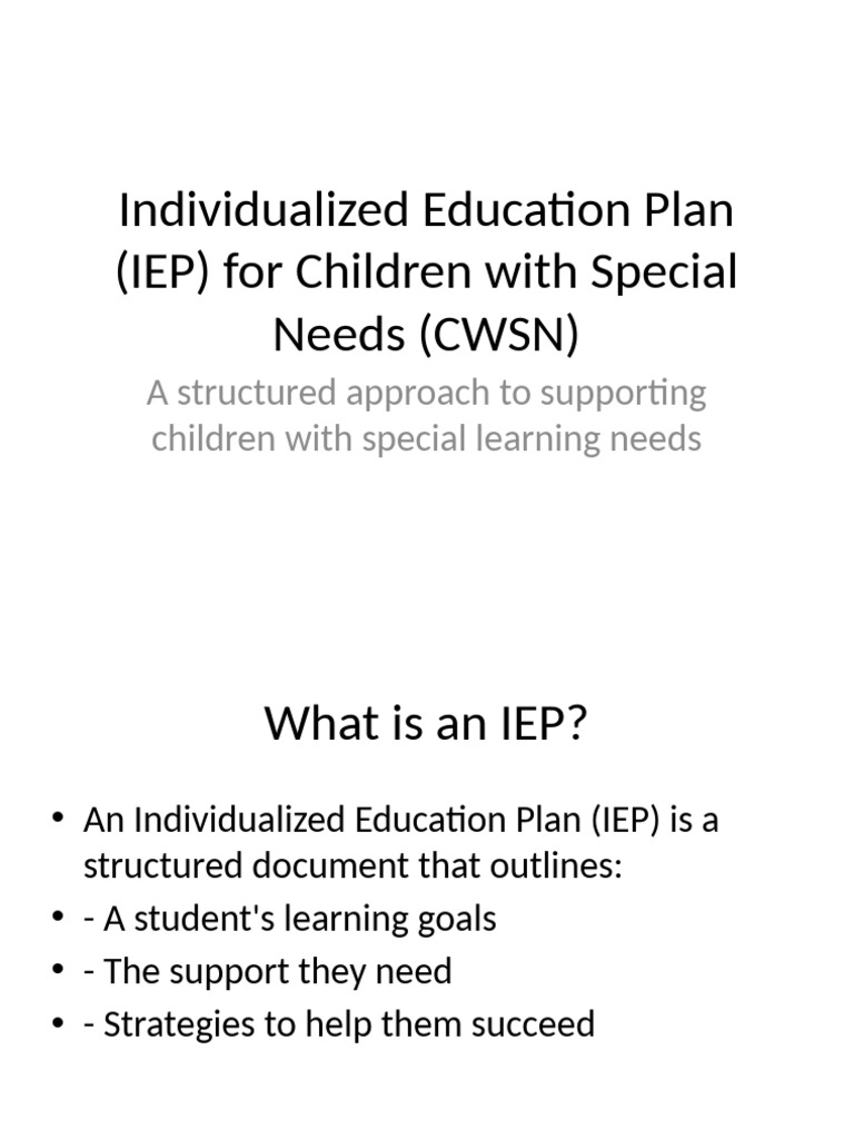 IEP For CWSN | PDF