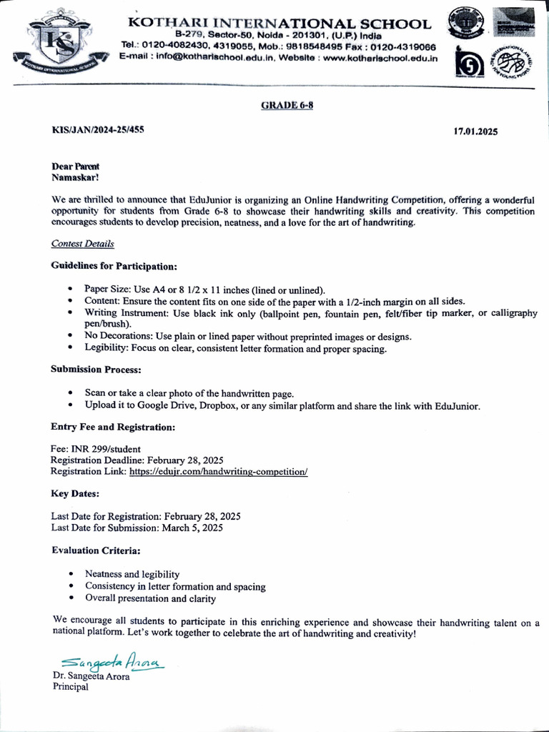 Handwriting Competition | PDF