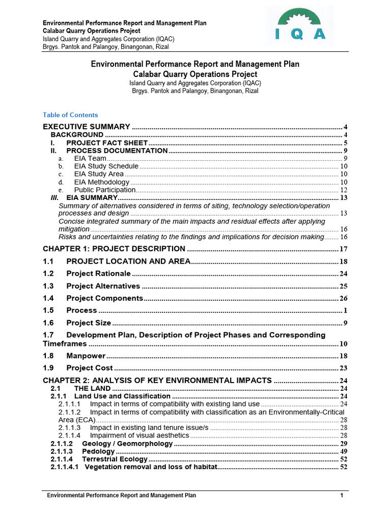 Calabar EPRMP With PH Nputs | PDF | Employment | Environmental Impact ...