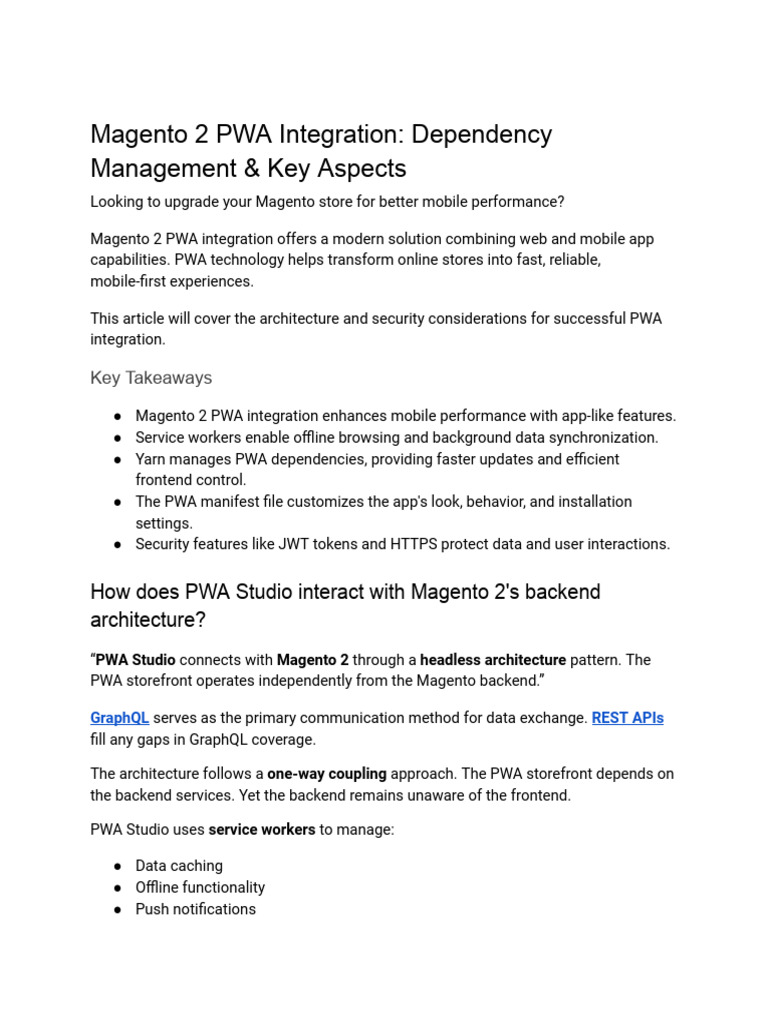 Magento 2 PWA Integration_ Dependency Management & Key Aspects | PDF | Computer Security | Security