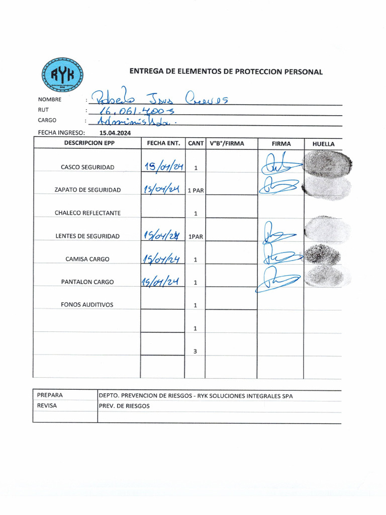 Entrega Epp Roberto Jara | PDF