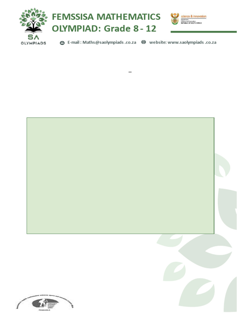 FEMSSISA Grade 12 Mathematics Olympiads 2024 | PDF | Mathematical ...