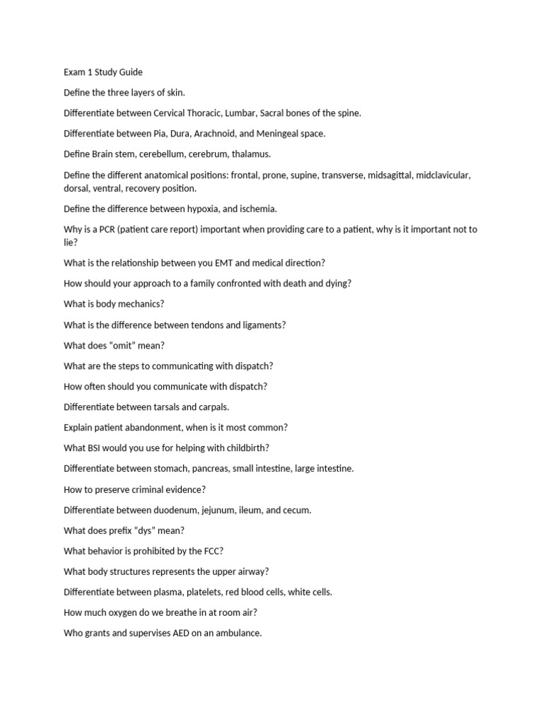 EMT Exam Study Guide | PDF