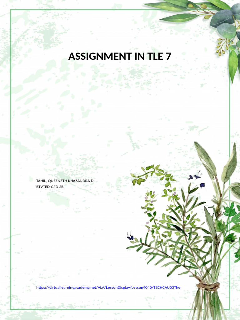 TLE 7 Assignment by Queeneth Khazandra | PDF