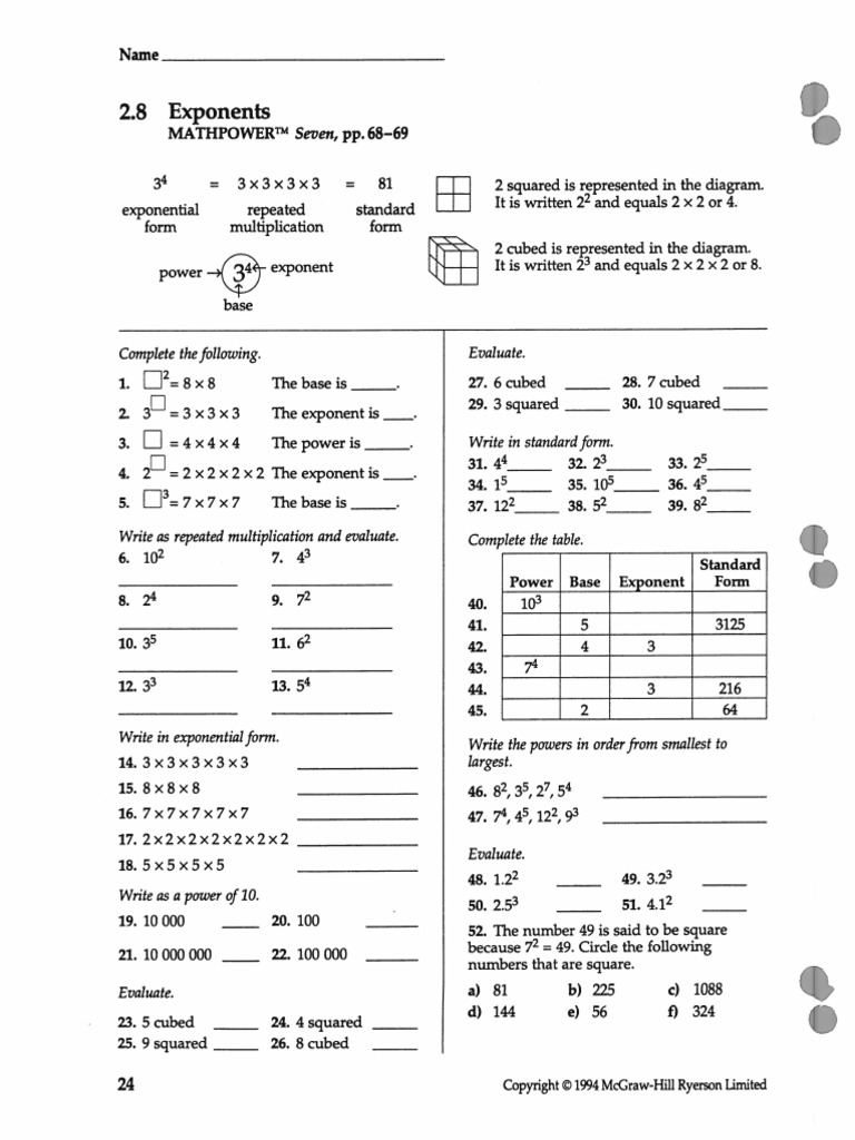 Exponents Practice 2 | PDF | Exponentiation | Combinatorics