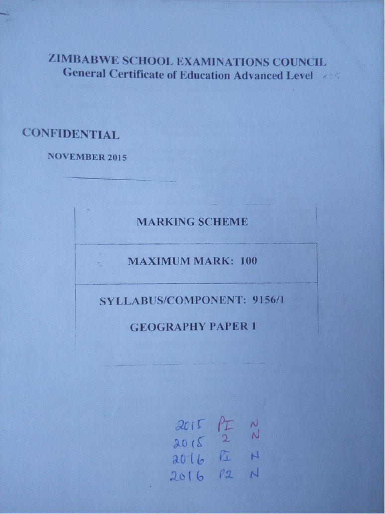 2015 Nov p1 A Level Marking Scheme-1 | PDF