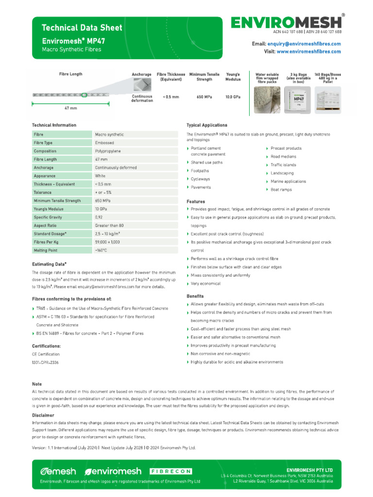 Enviromesh MP 47 ReMesh TDS 1.1 Int 0724 | PDF