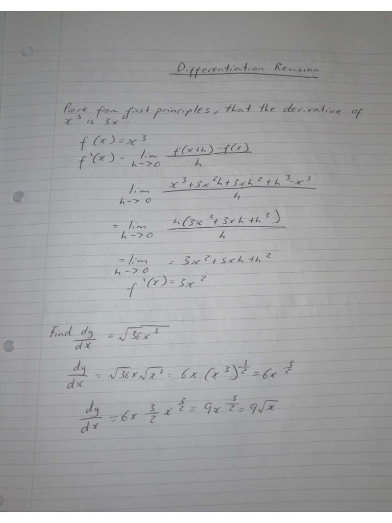 Differentiation Revision HW | PDF