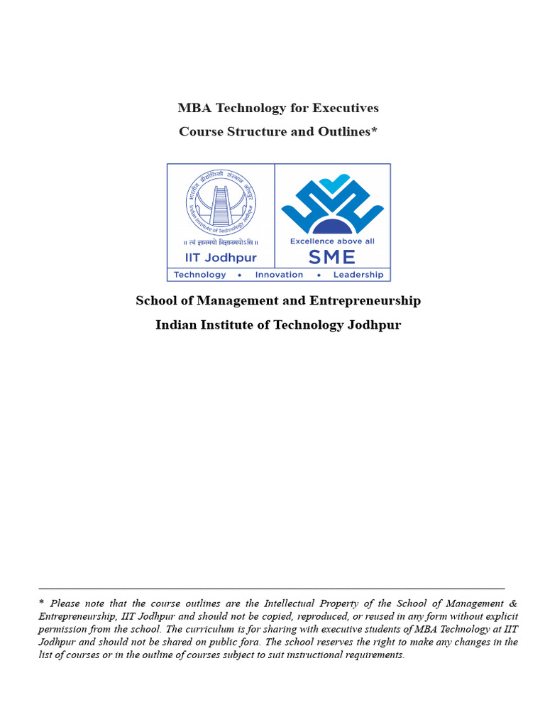 MBA Tech Executive Course Structure IITJ (1) | PDF | Strategic ...