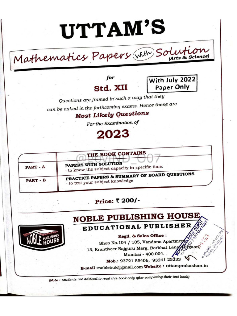 Maths UTTAM With Soln @GovIND O07 | PDF