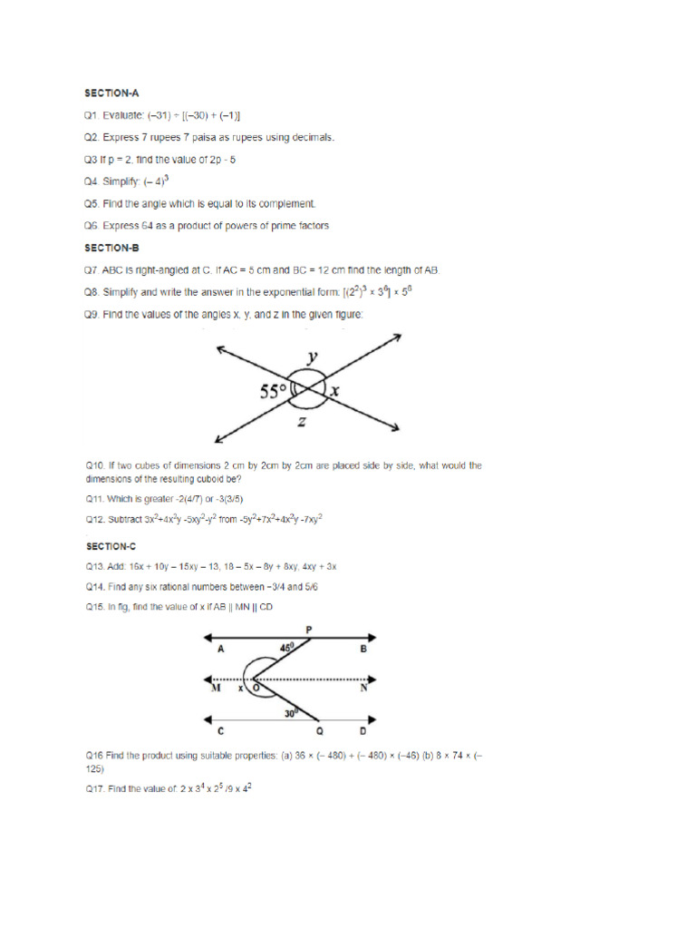ICSE-Class-7-Mathematics-Sample-paper-set-11 | PDF