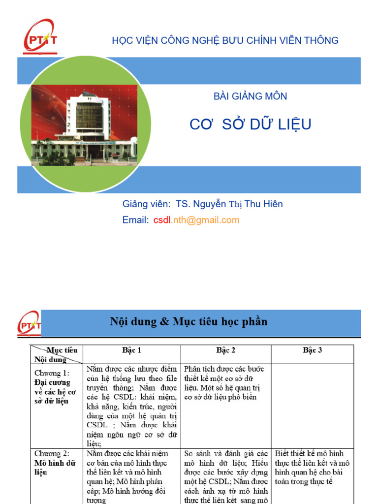 Chương 1 - CSDL - SV | PDF
