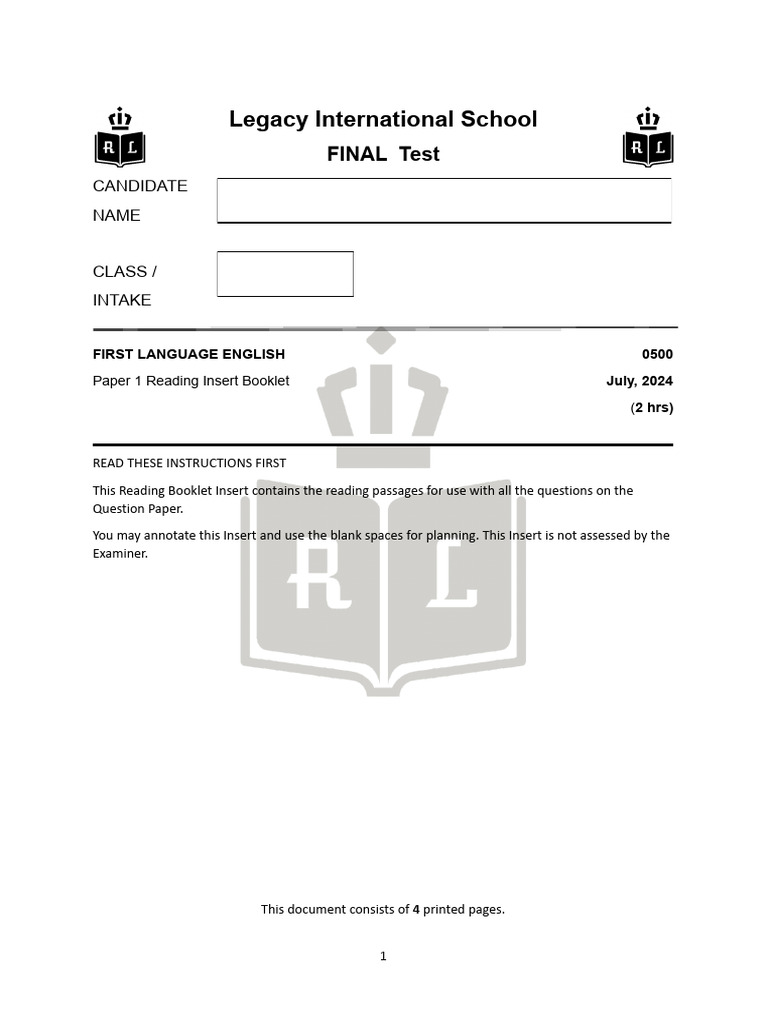 Legacy International School English Test | PDF | Magic (Illusion ...