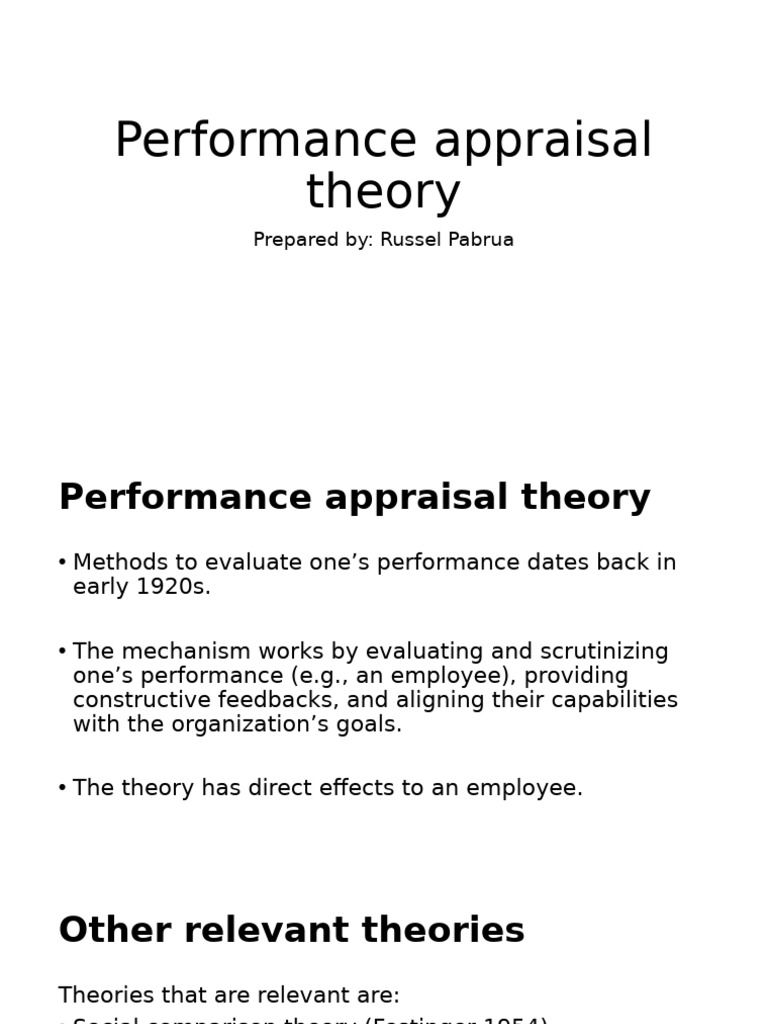 Performance Appraisal Theory | PDF