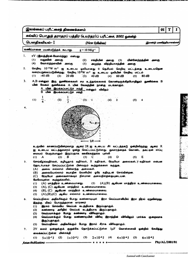 2001 Physics Paper With Scheme | PDF
