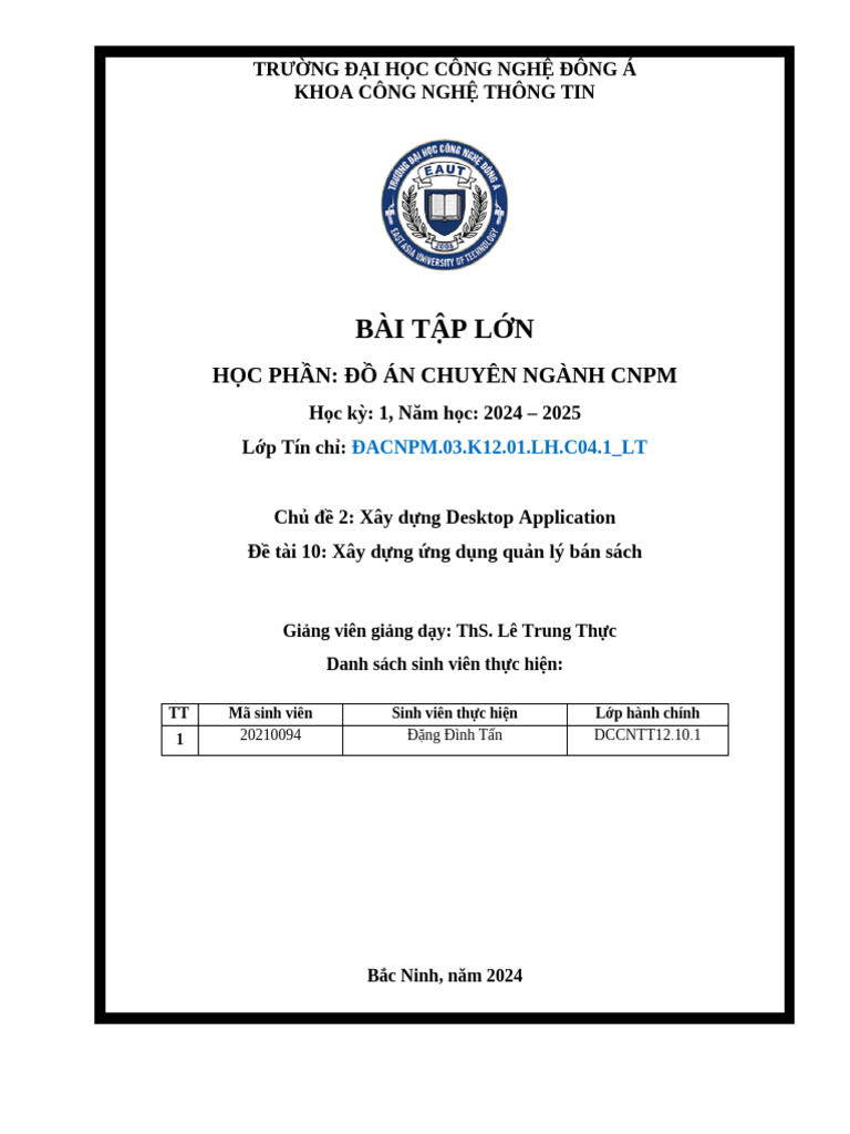 Báo Cáo Đ Án CNPM | PDF