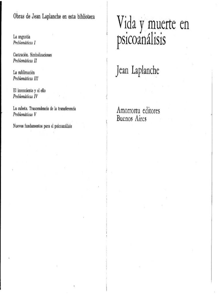 Laplanche - Vida y Muerte en Psicoanálisis-Cap. E | PDF