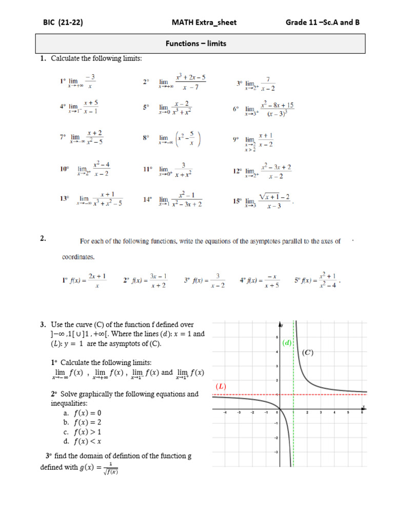 BIC-MATH - Sheet2 - Functions (Limits) | PDF