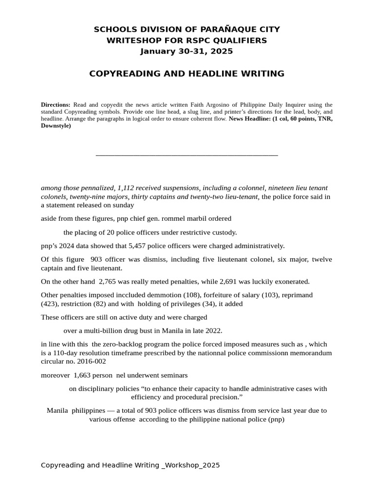CRHW Worksheet CopyEditing2 | PDF | Philippines | Justice