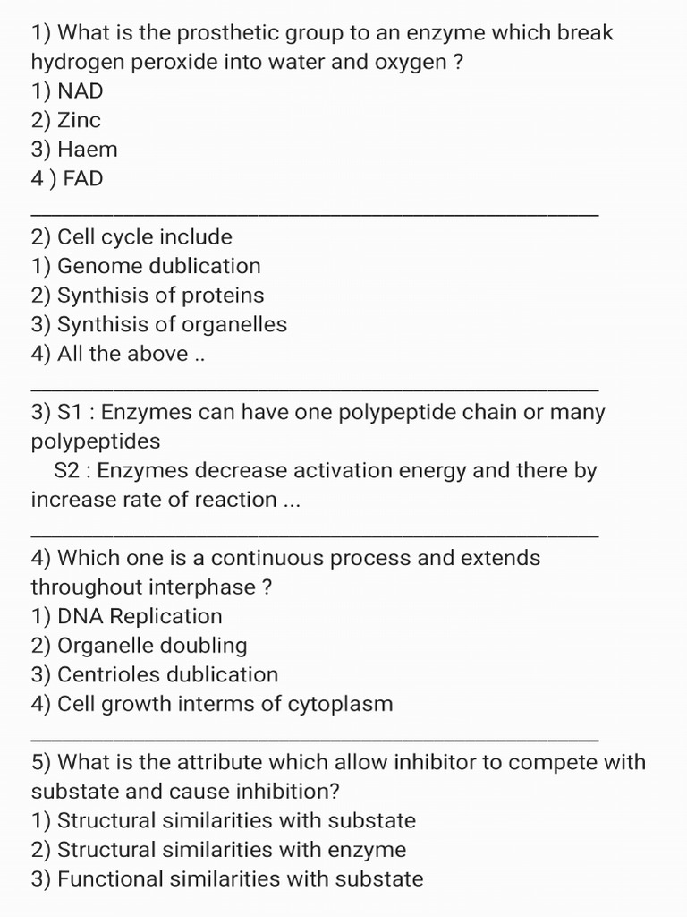 Mock Test (Biomolecules & Cell Cycle) - 241201 - 132731 | PDF