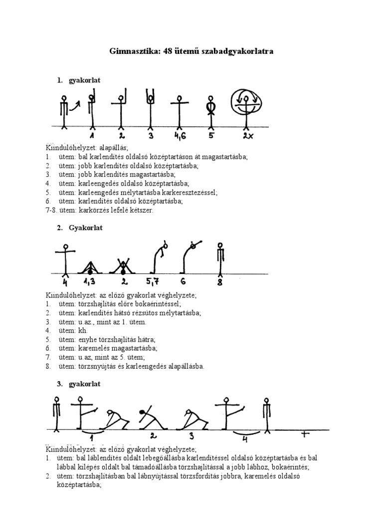 Gimnasztika: 48 Ütemű Szabadgyakorlatra: 1. Gyakorlat | PDF