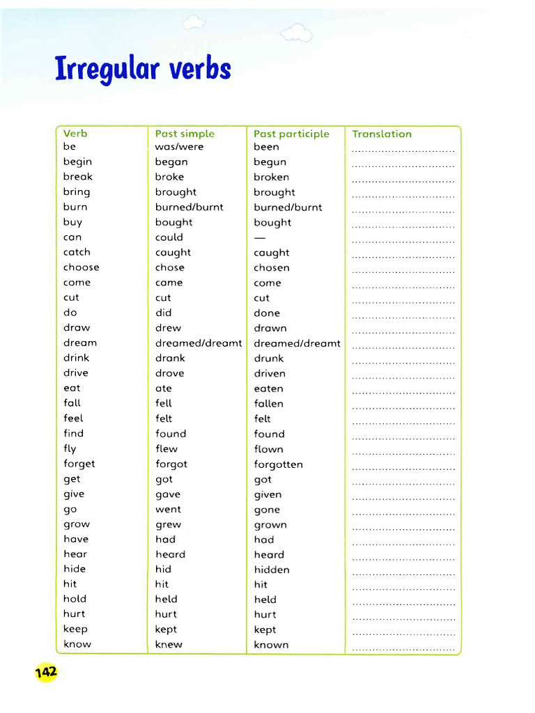 Flyers - Irregular Verbs List | PDF