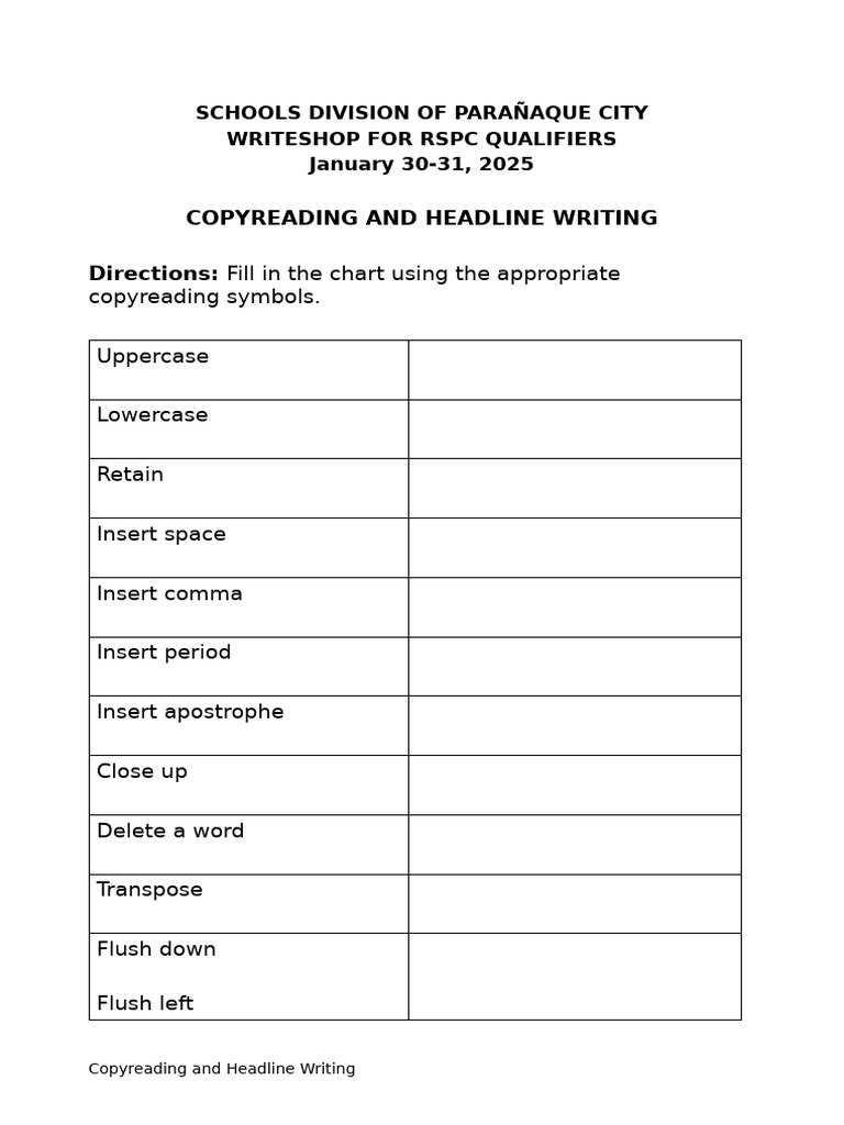 CRHW Symbols for Copyreading Guide | PDF