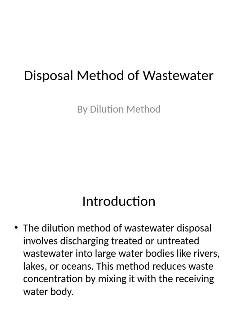 Disposal Method of Wastewater Dilution Method | PDF