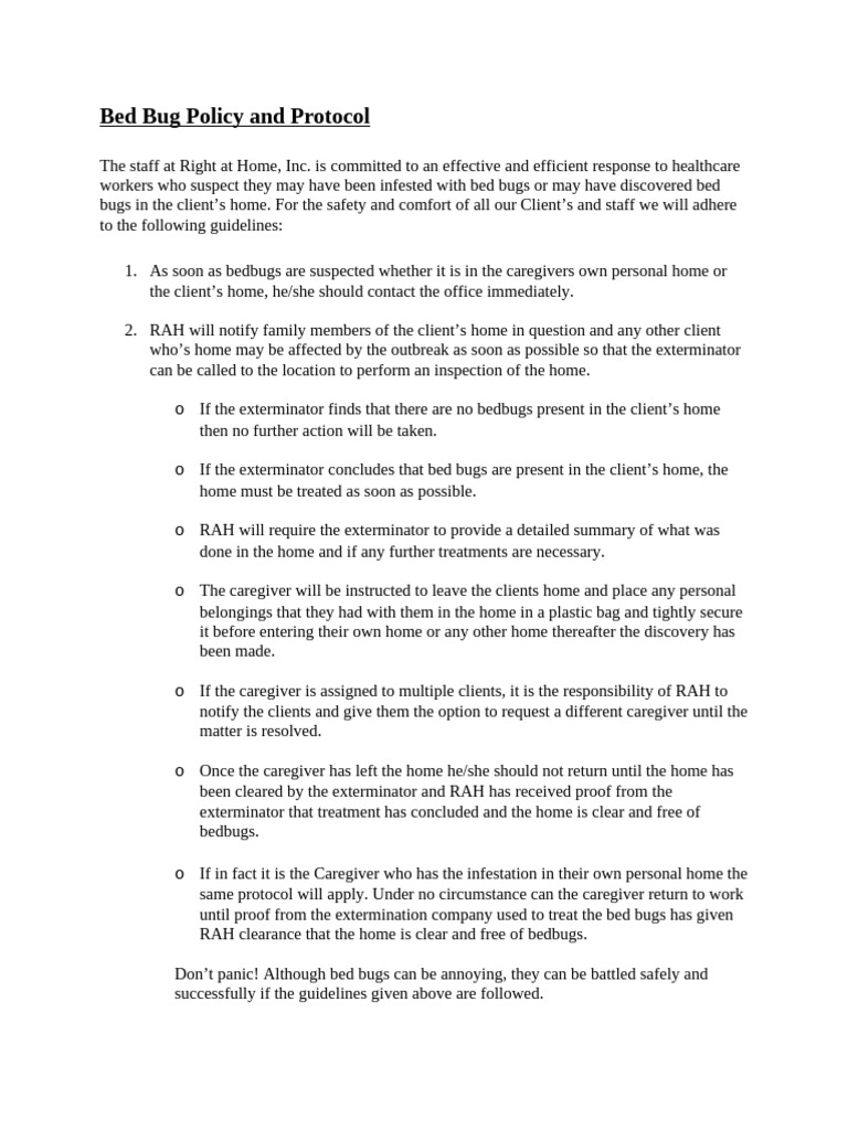 Bed Bug Policy and Protocol | PDF