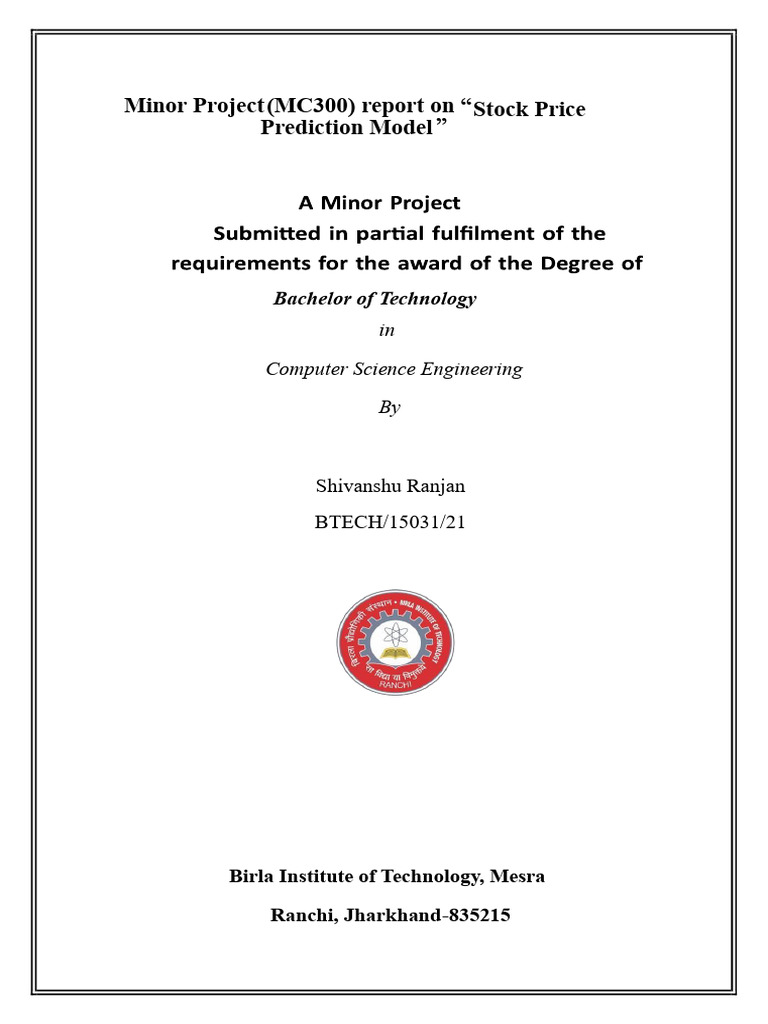 Shivanshu Minor Project | PDF | Deep Learning | Forecasting