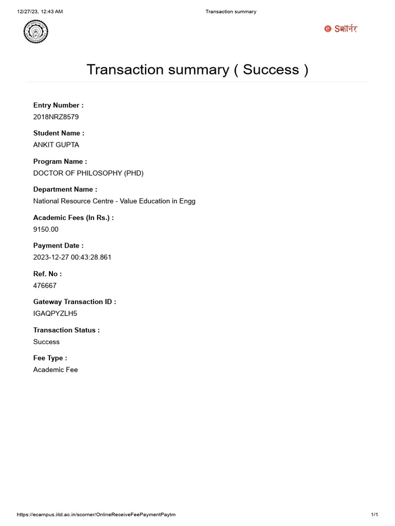 Fees Forr Jan To June 2024 | PDF