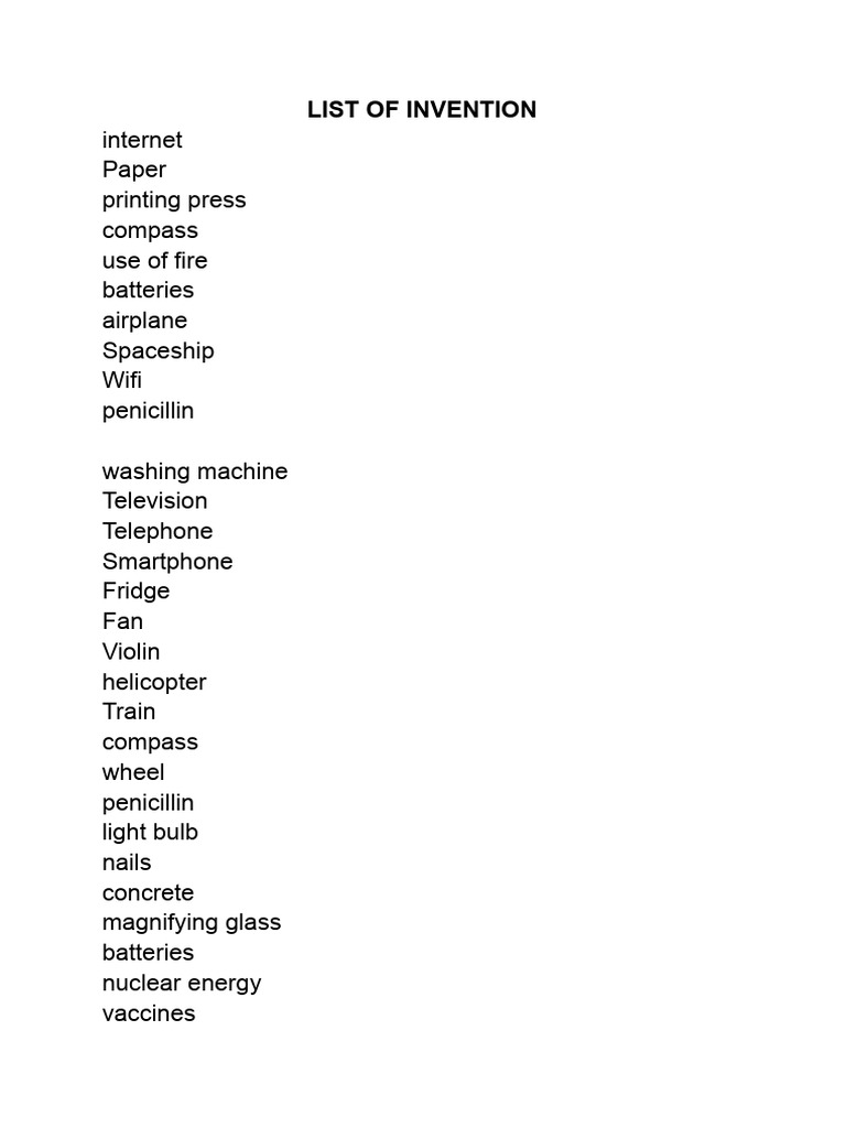 List of Inventions | PDF