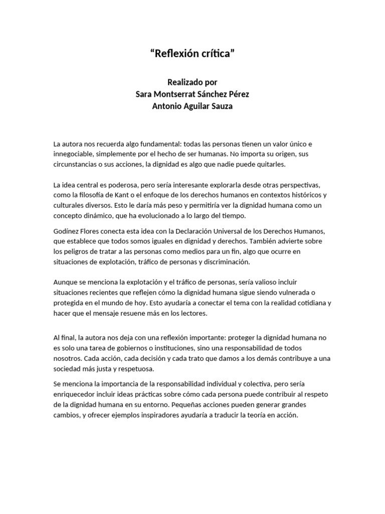 Reflexión crítica | PDF