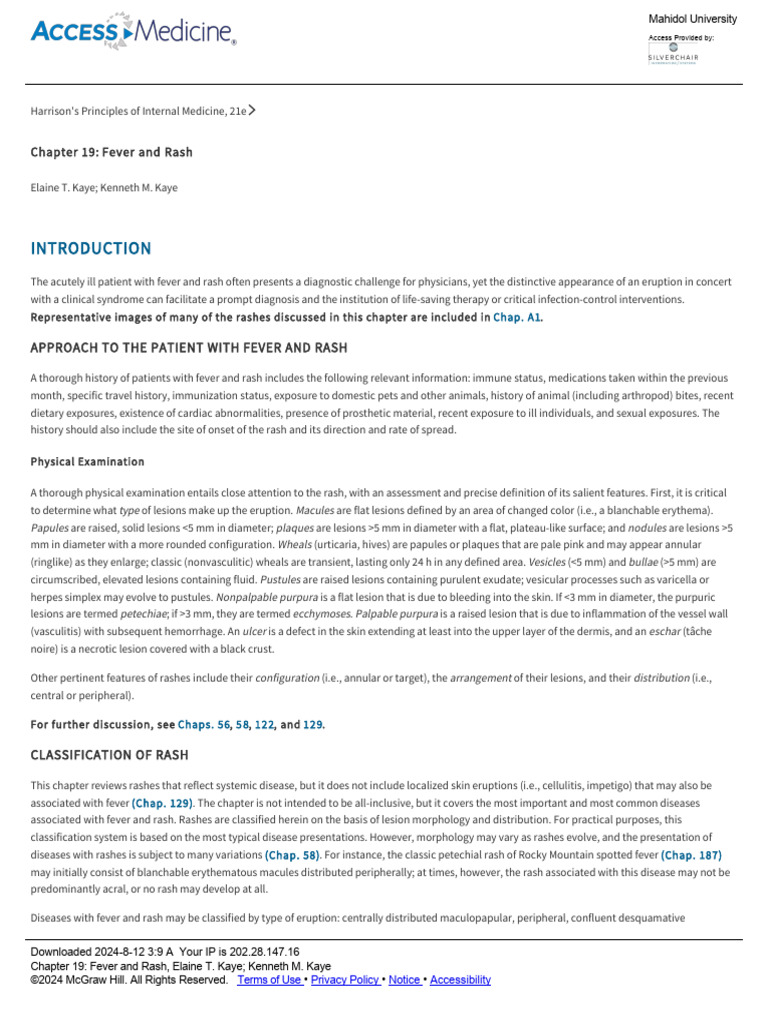 Chapter 19 - Fever and Rash | PDF | Medical Specialties | Immunology