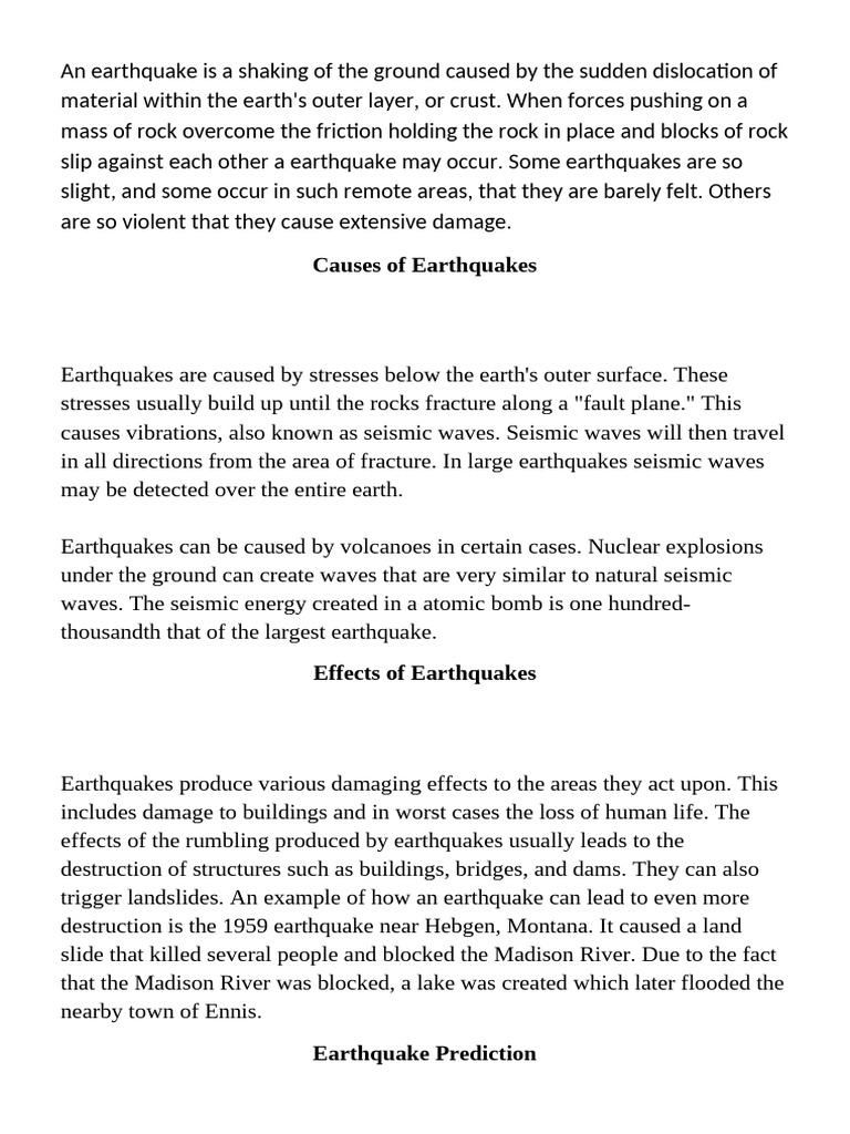 Natural Disasters Earthquake | PDF | Earthquakes | Fault (Geology)