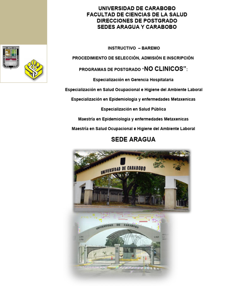 (CD) INSTRUCTIVO Baremo Postgrados No Clinicos y Maestrias Sede ARAGUA 2024 Ingreso 2025 | PDF