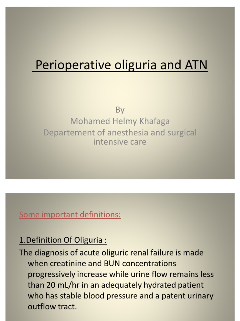 Perioperative Oliguria and ATN | PDF | Renal Function | Creatinine