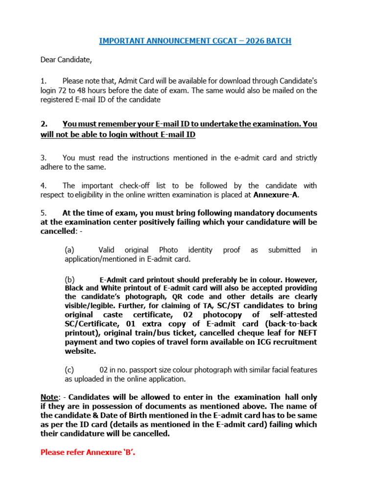 Notice Regarding Admit Card Stage 1 | PDF | Identity Document | Authentication