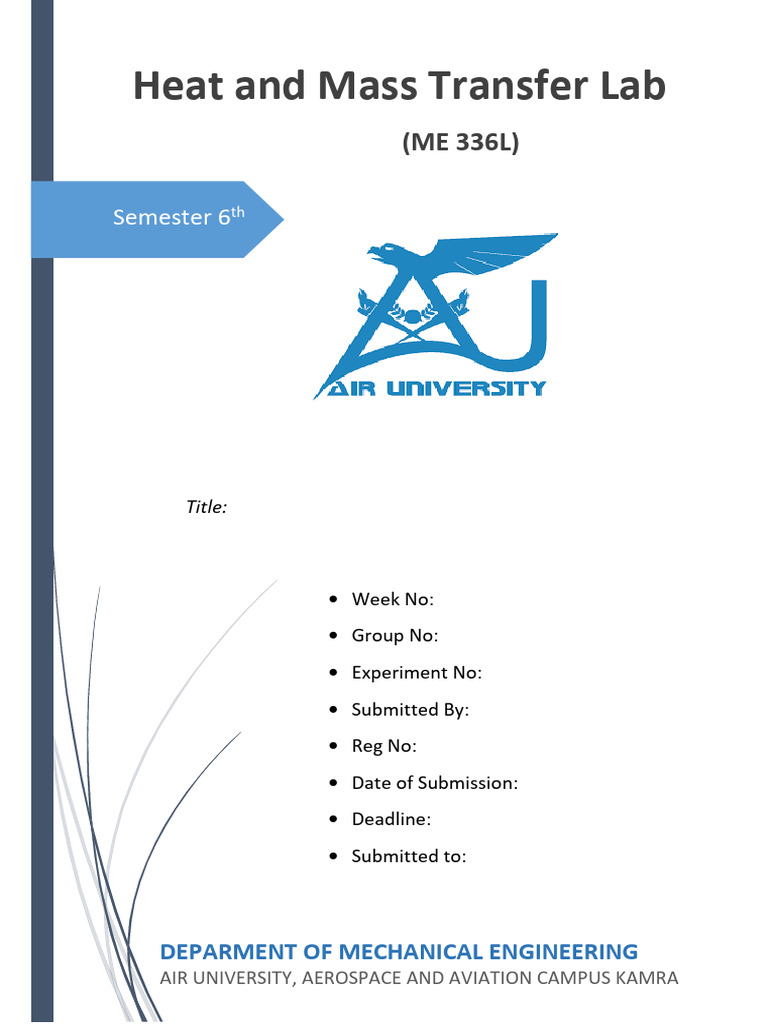 Heat and Mass Transfer Lab: Semester 6 | PDF