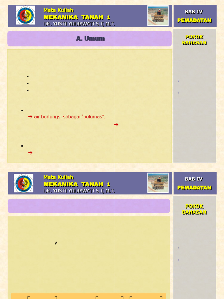 Mektan 1 Bab IV - Pemadatan | PDF