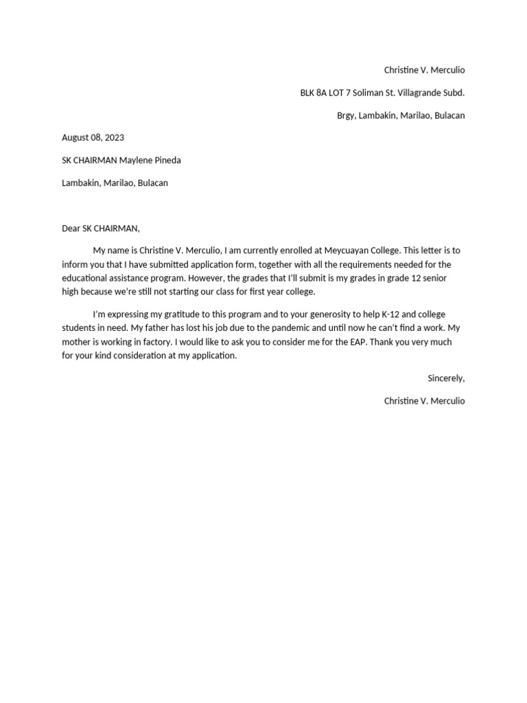 Letter For EAP | PDF