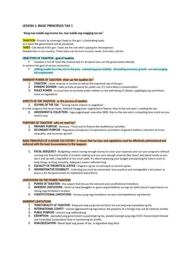 LESSON 1 | PDF | Taxes | Taxation In The United States