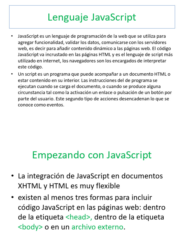 Lenguaje JavaScript- Variables, operadores, expresiones | PDF | Script ...