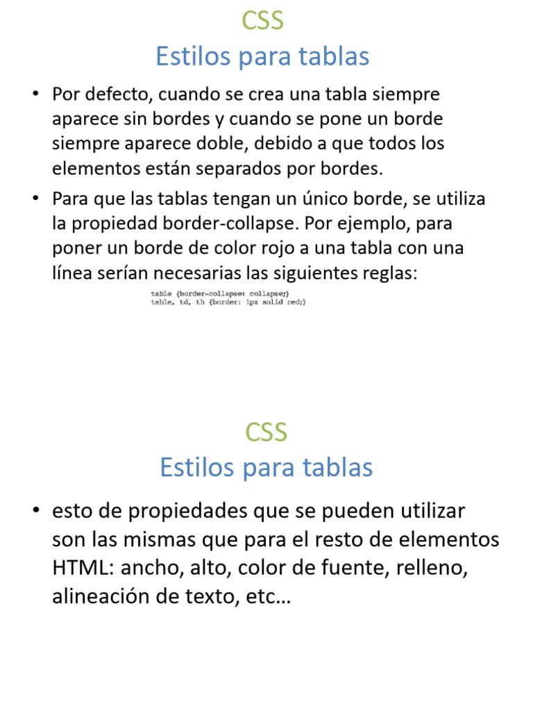 CSS-Estilos para Tablas-Contenedores | PDF | Hipertexto | Red mundial