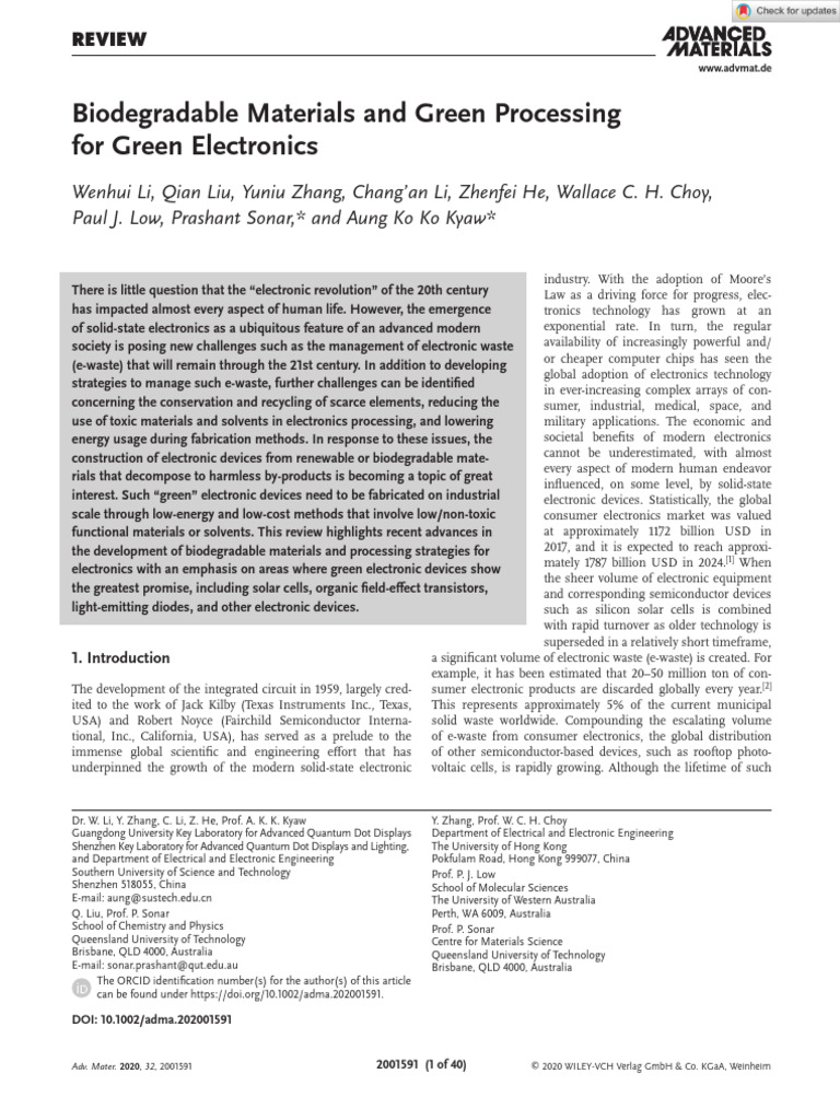 Biodegradable Materials and Green Processing | PDF | Carbon Nanotube ...