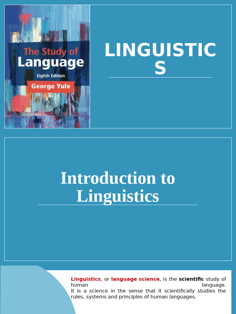1st Lecture - Linguistics | PDF | Linguistics | Semantics