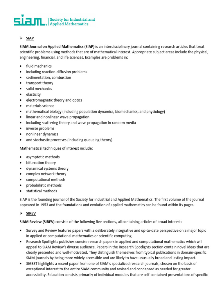 SIAM Journal Descriptions | PDF | Mathematics | Discrete Mathematics
