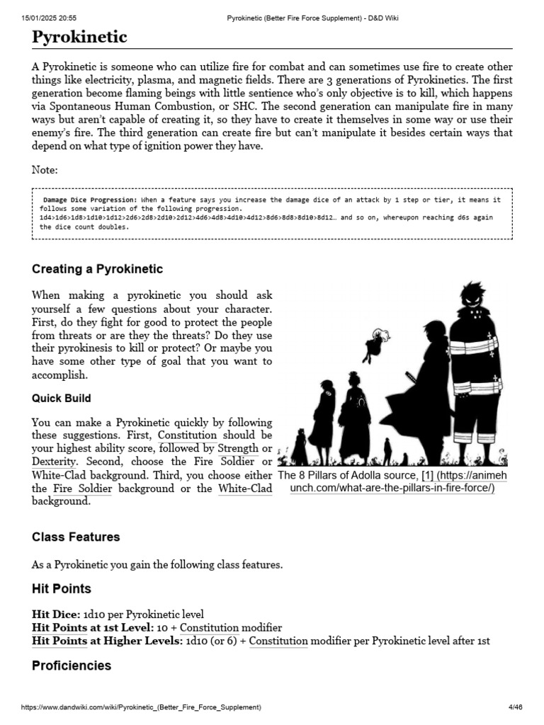 Pyrokinetic (Better Fire Force Supplement) - D&D Wiki | PDF | Combustion