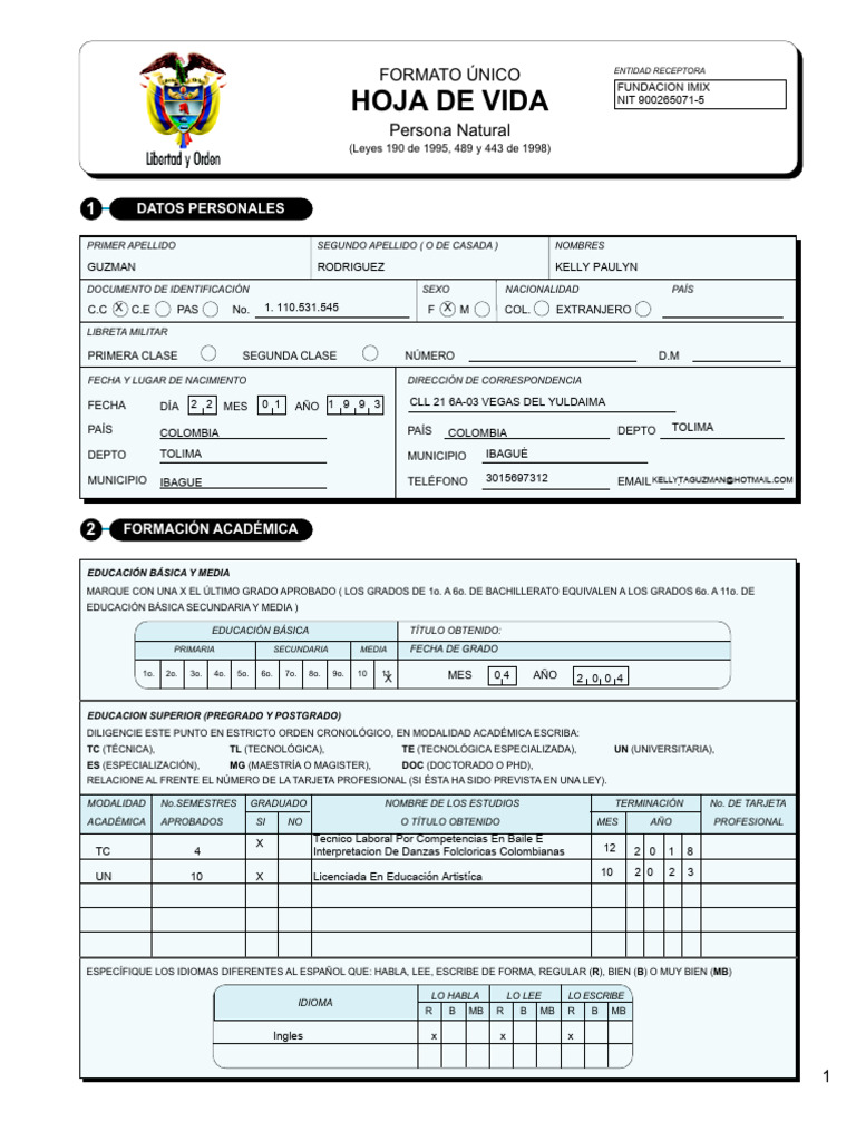 Kelly Guzman - HV2024 | PDF | Colombia